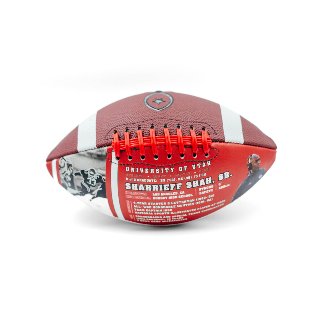 Sharrieff Shah Commemorative Display Football – Collegiate Crest